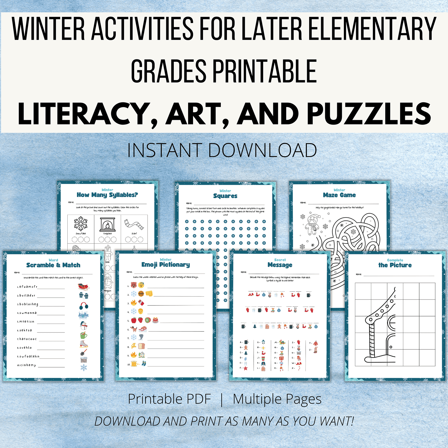 4 Engaging Winter Activities Printable Products for Kids of All Ages ...
